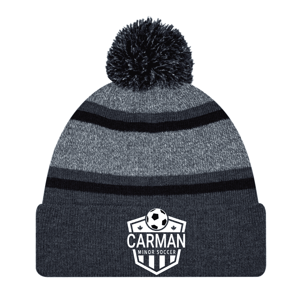 9M069M Acrylic Roll Pom Pom Toque - Black/Charcoal - The Screen Door